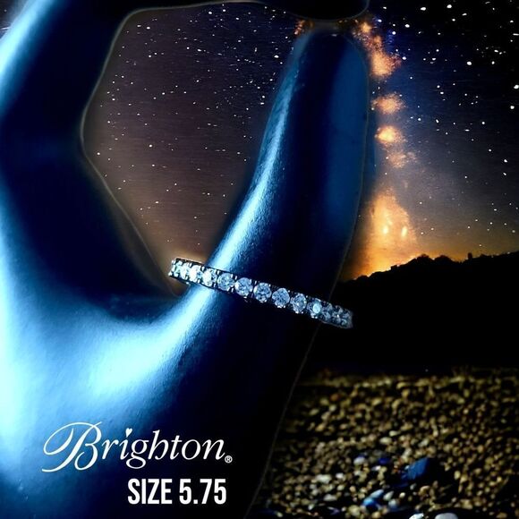 Brighton | Jewelry | Brighton Crystal And Blackstackable Ring | Poshmark